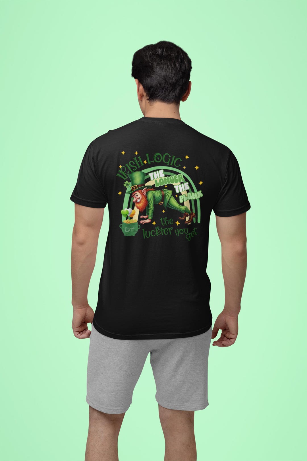 Funny St. Patricks Day Gym Shirt. Lucky Leprechaun in a Plank Tee for ...
