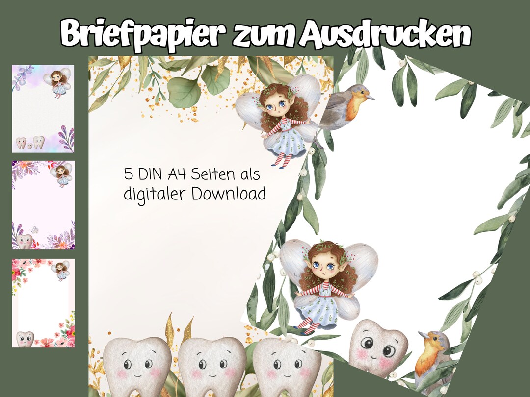 Zahnfee Briefpapier Für Briefe Von Der Zahnfee Zum Ausdrucken Als ...