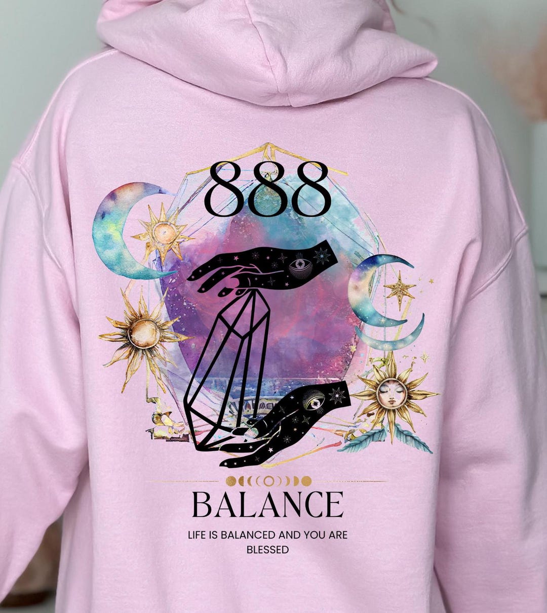 Angel Number Hoodie 888 Mystical Hoodie BALANCE Aura Hoodie Meditation ...