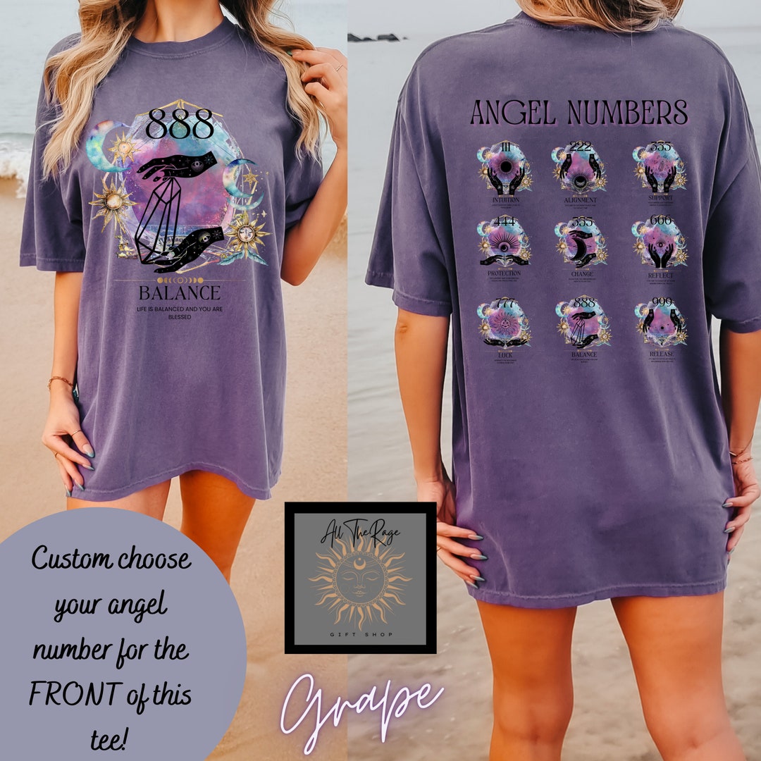 Angel Numbers Tee Custom Comfort Colors Shirt Summer Celestial Retro ...