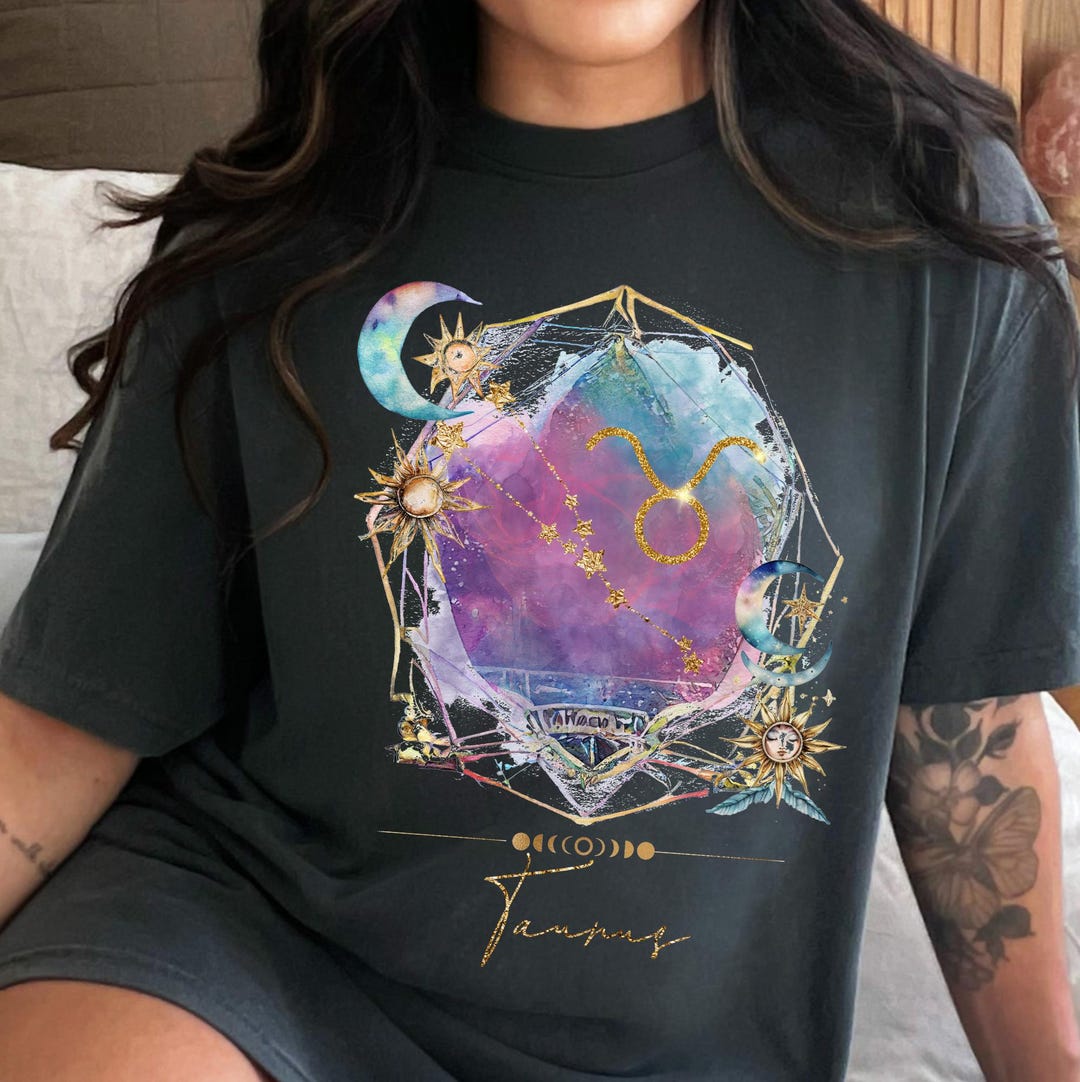 Taurus Shirt Taurus Tee Comfort Colors Zodiac Celestial Shirt Oversized ...