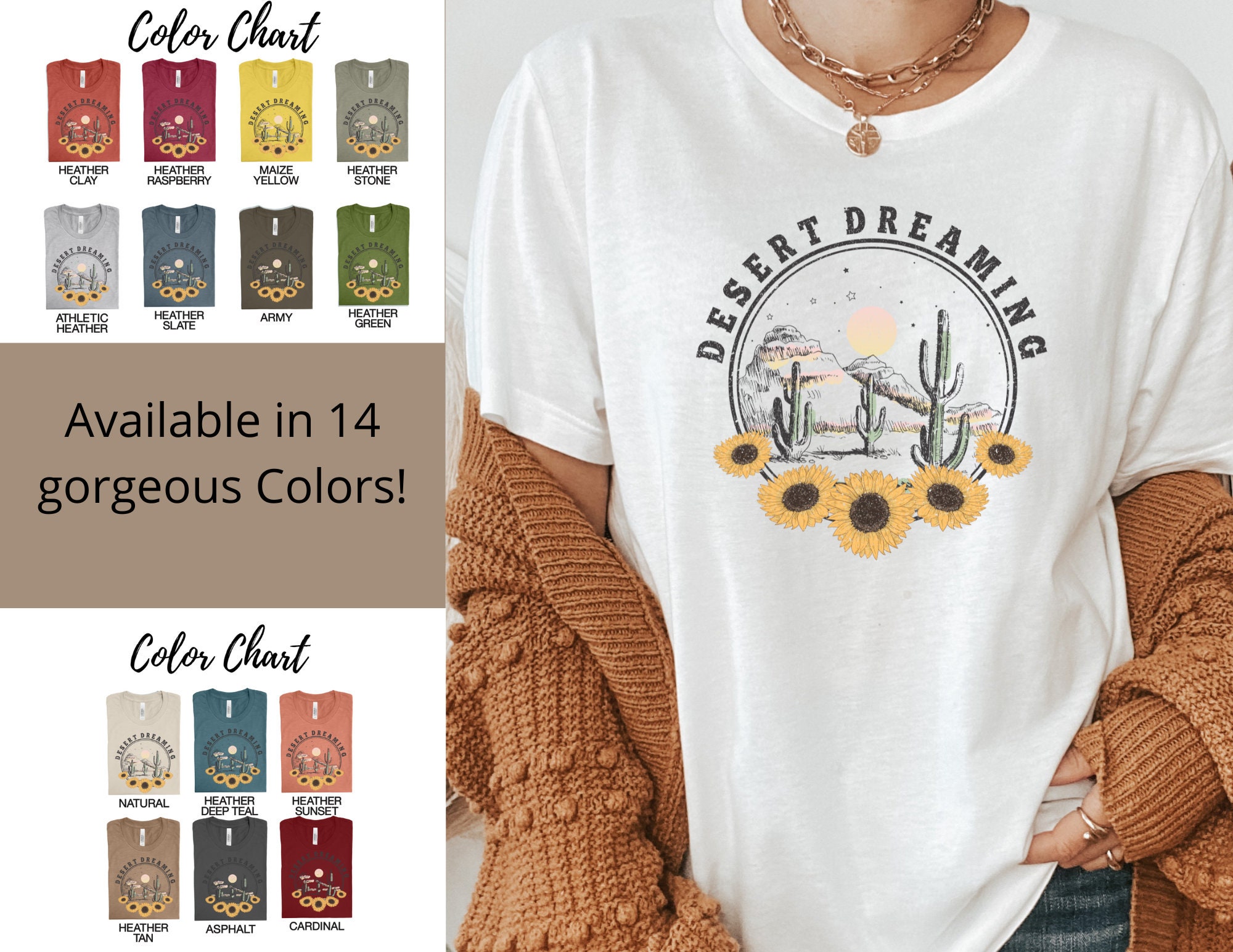 Vintage Desert Dreaming Sunflower Short Sleeve Tee, Desert Sunflower T ...