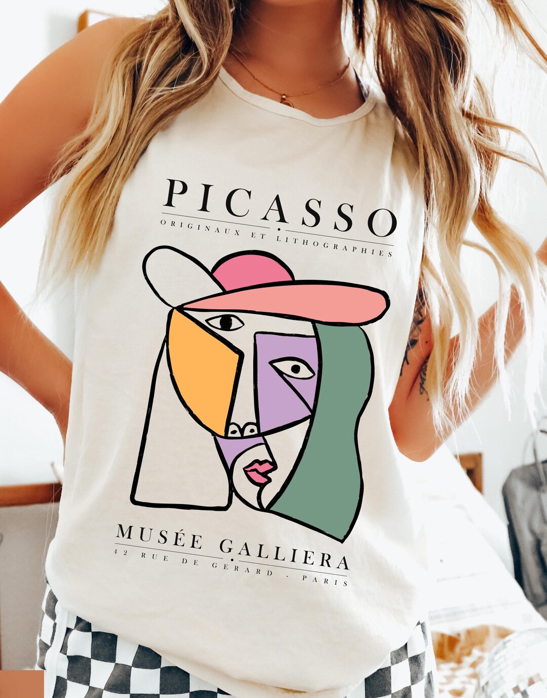 Picasso Art Graphic Tee Boho Hippie Tee Muscle Shirt Comfort Colors MOD ...