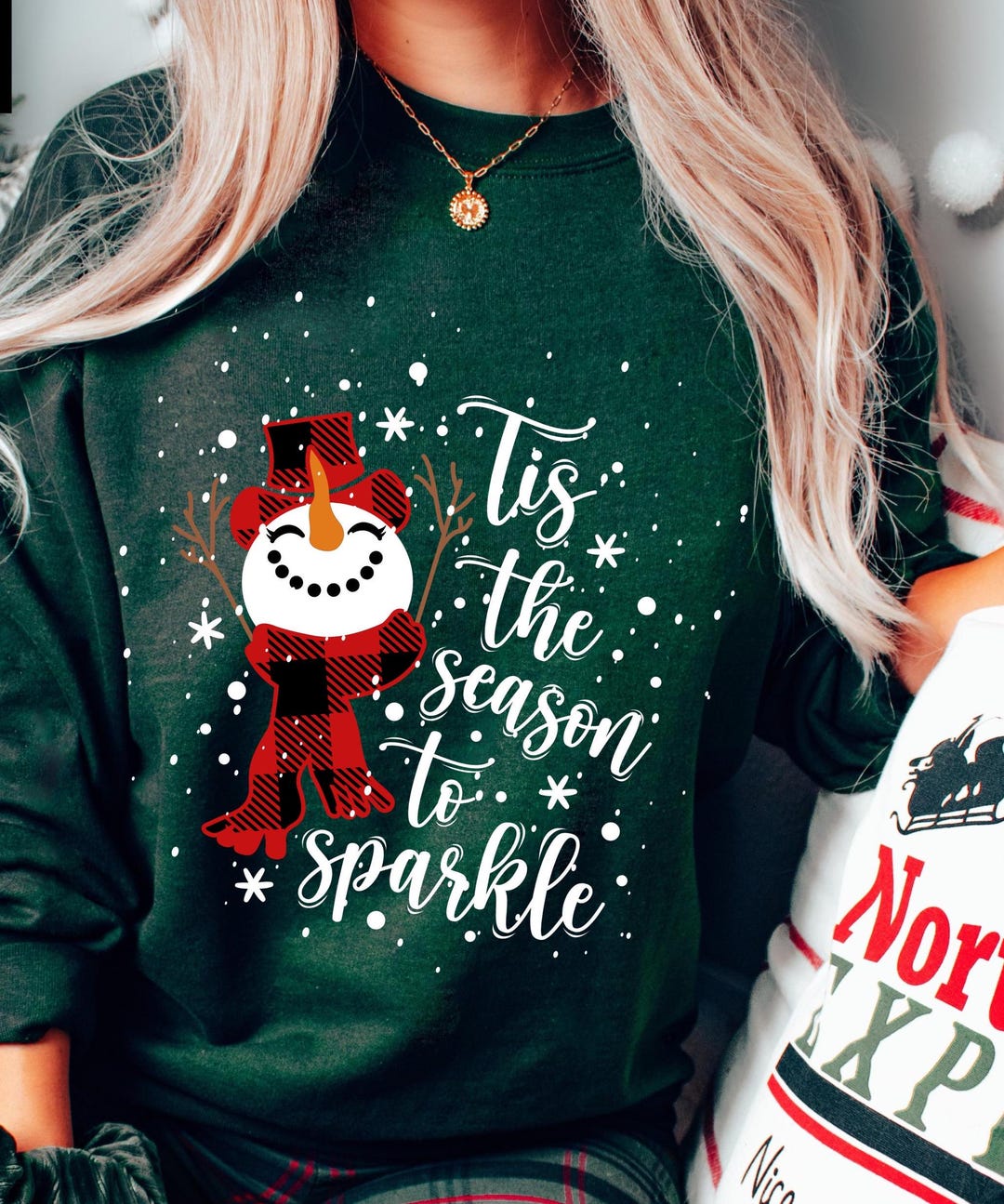 Tis the Season to Sparkle/snowman With Snow Christmas Sweatshirt ,women ...