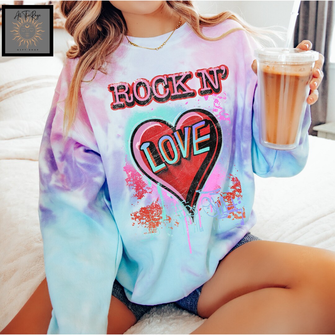 Rockin Love Vibe Rocker Unisex Tie-dye Sweatshirt Festival Retro ...
