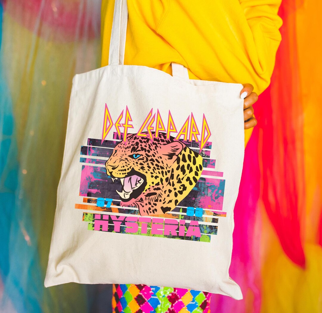 Def Leppard Hysteria Neon Retro Cotton Canvas Tote Bag Beach Tote ...