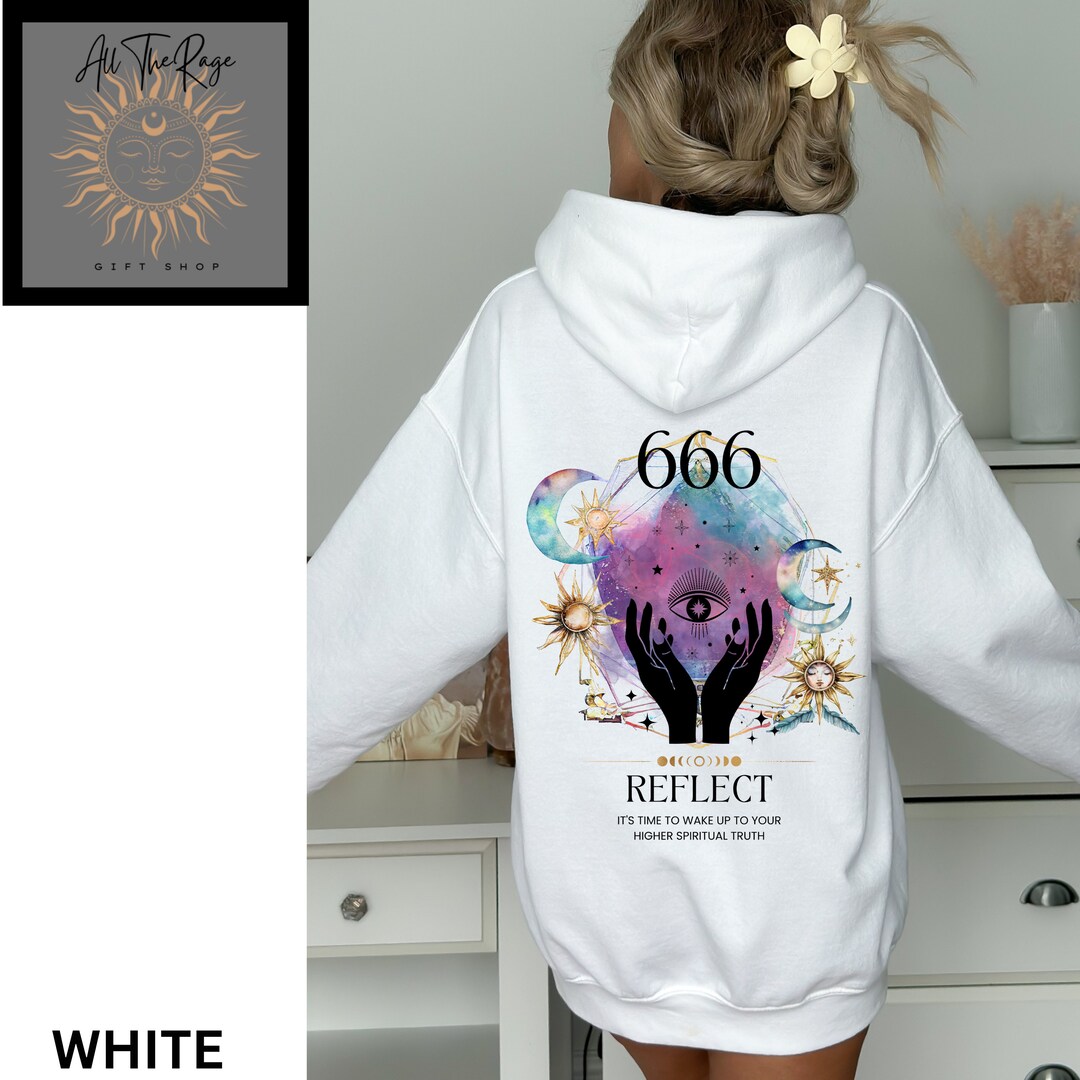 Angel Number Hoodie 666 Mystical Hoodie Reflect Aura Hoodie Meditation ...
