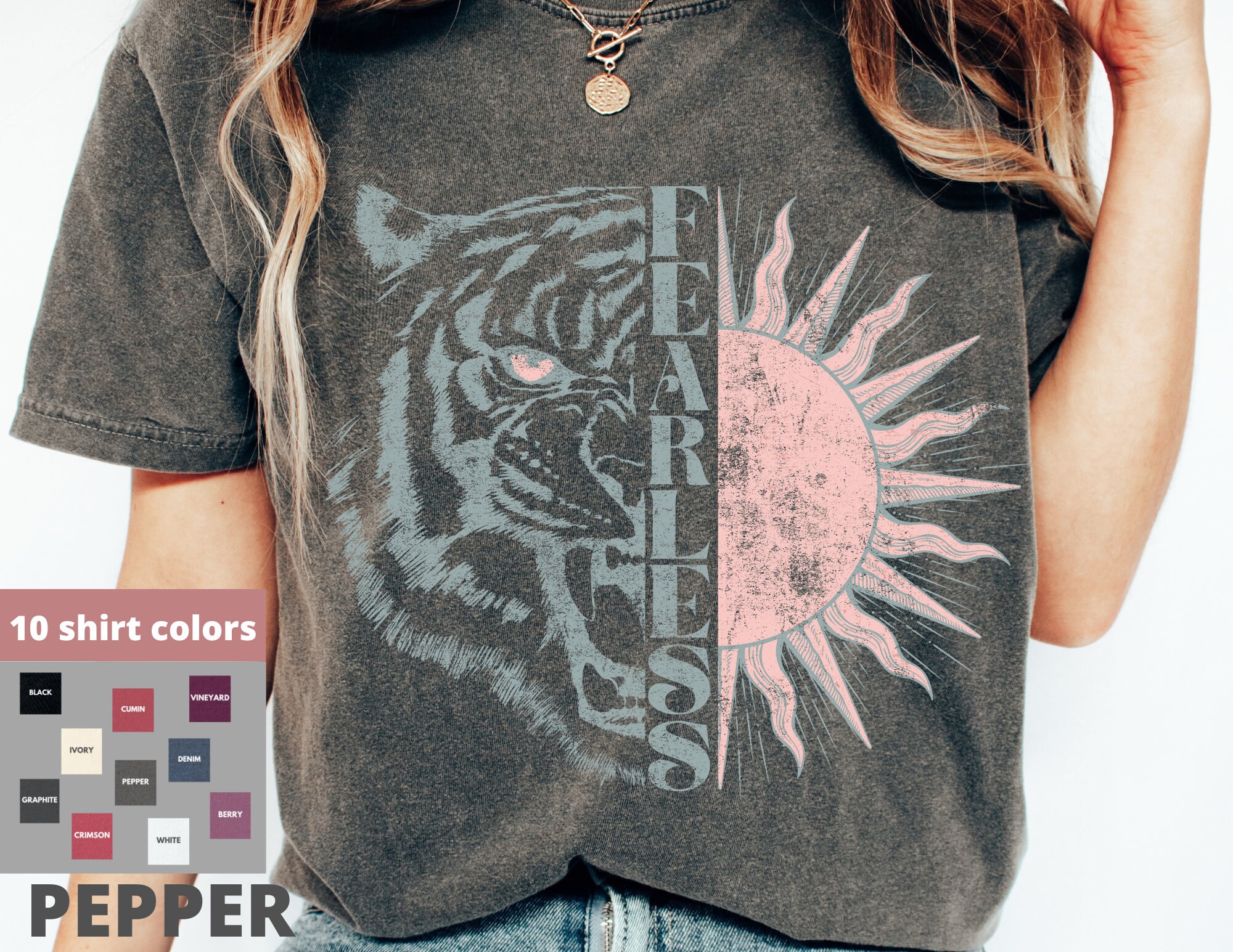 Women's Graphic Tee Vintage Fearless Tiger , Tee sold by ChristinKelly | SKU 38773927 | 70% OFF ...