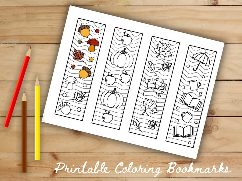 Digital Download Coloring Bookmarks, Autumn Printable Coloring Page ...