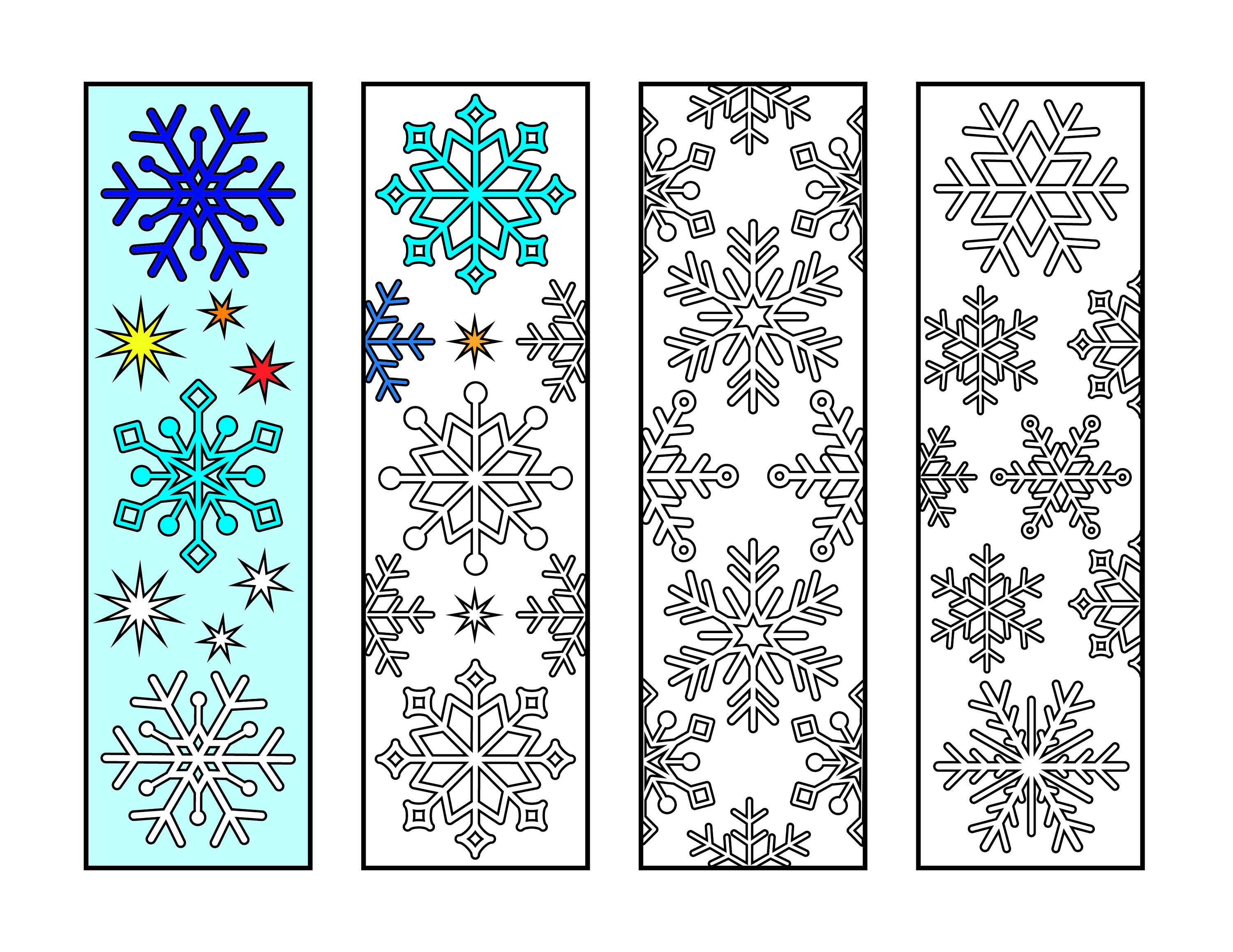 PDF Digital Snowflake Download Coloring Bookmarks, Snowflake Coloring ...
