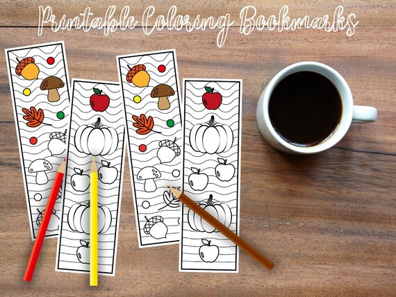 Digital Download Coloring Bookmarks Autumn Printable Coloring - Etsy