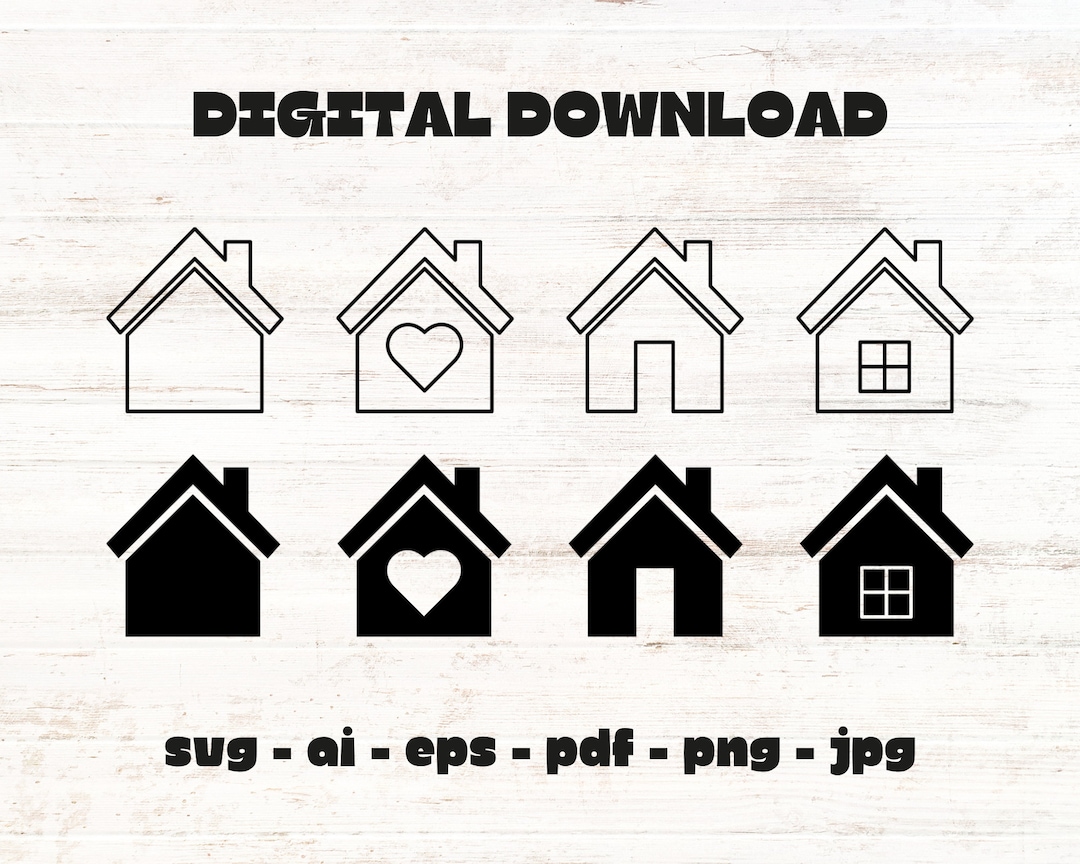 House Svg Bundle, House Outline Svg, Digital Download, House Clipart ...