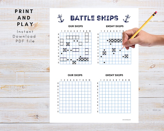 Battleship Tabletop Game Printable Sheet Pdf File 8.5 - Etsy Canada