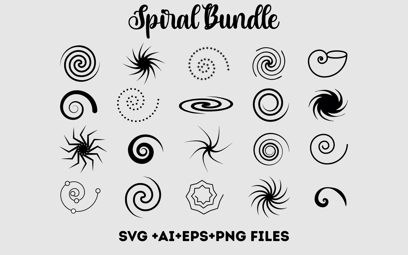 Spiral Image Bundle, Spiral Svg Ai Eps Png, Spiral Cut Files, Swirl Svg ...