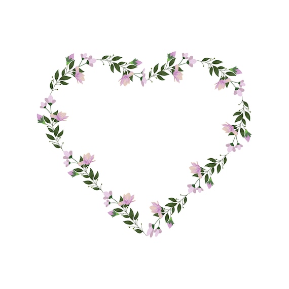 Digital Heart Frames Watercolor Clipart Floral Frame Clipart - Etsy