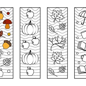 Digital Download Coloring Bookmarks, Autumn Printable Coloring Page ...