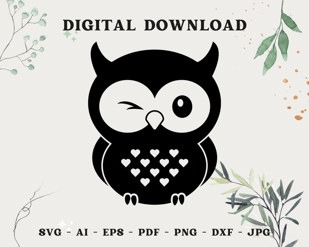 Cute Owl SVG Cut File, Sweet Owl Png Image, Nigh Bird Kid Silhouette ...