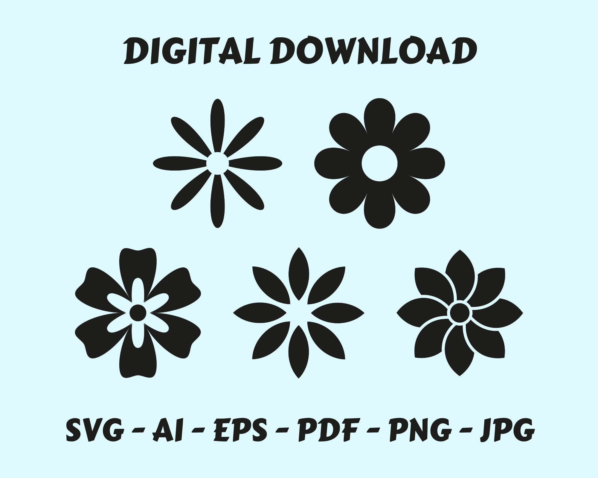 Flowers Svg Vector Cut File for Cricut and Silhouette, Flowers Clipart ...