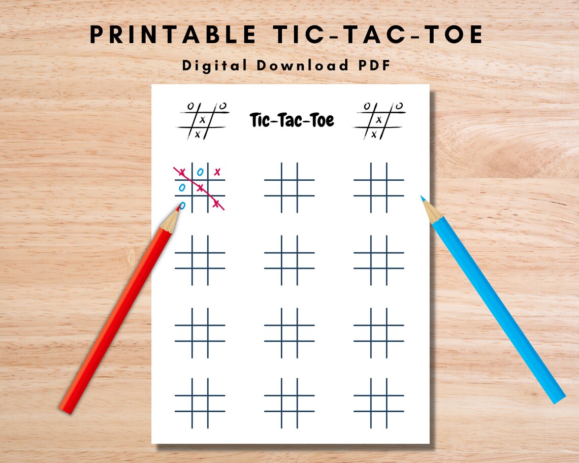 Printable Tic-tac-toe Game Digital Download PDF | Pdf File 8.5" X 11 ...