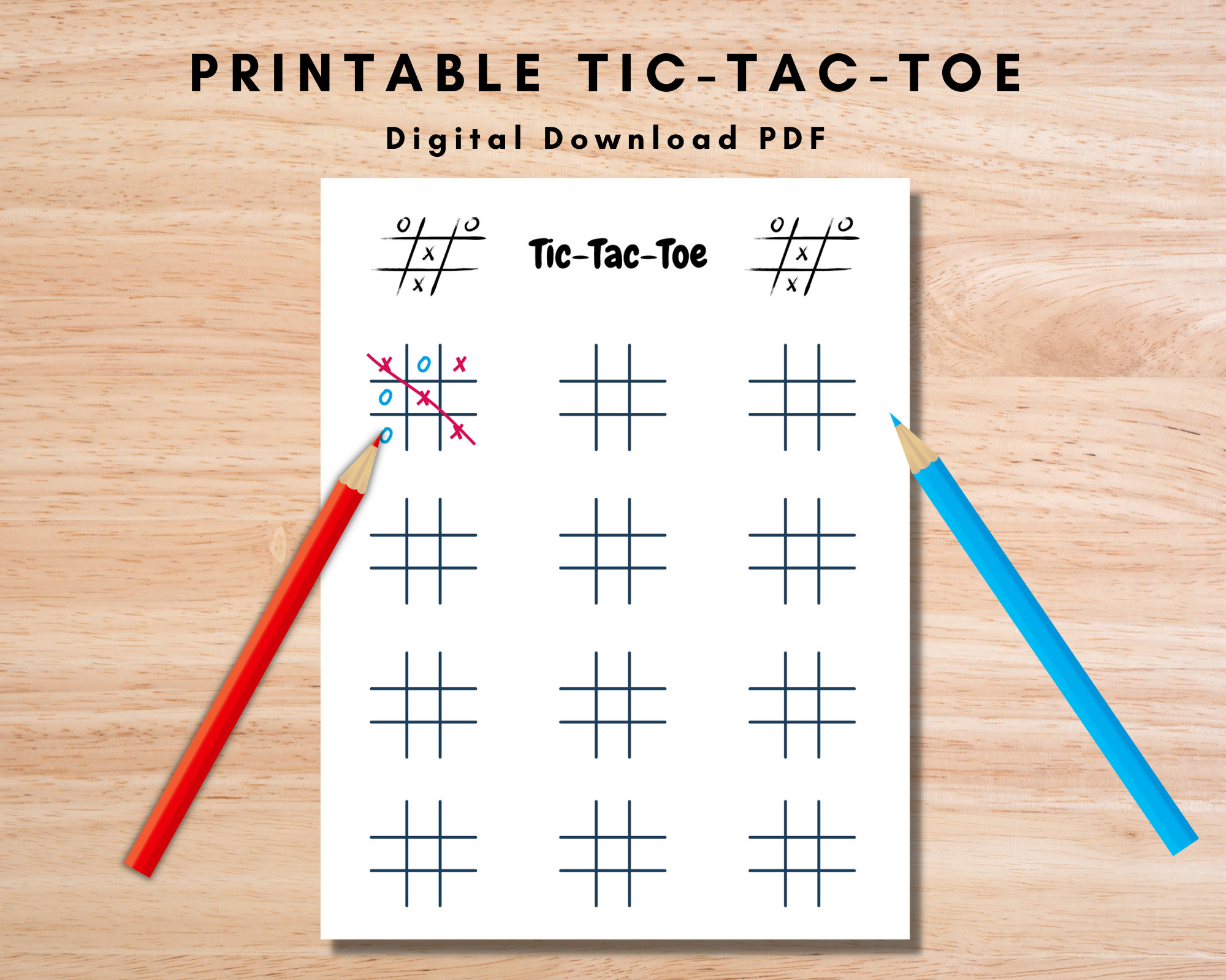 Printable Tic-tac-toe Game Digital Download PDF | Pdf File 8.5" X 11 ...