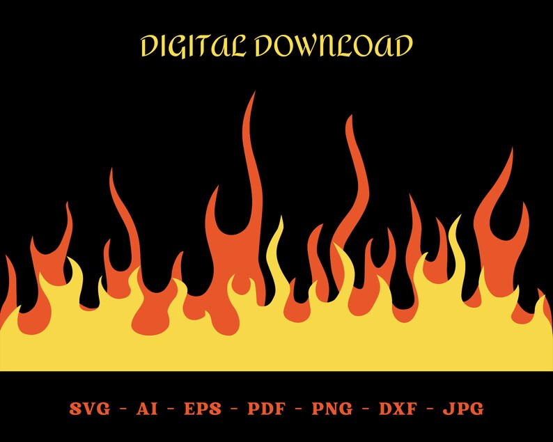 Fire Svg, Flames Vector, Flames Cricut Files, Flame Silhouette Cut File ...