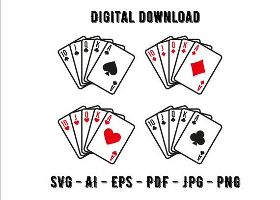 Poker Cards Svg File Royal Flush Svg Silhouette Cricut - Etsy UK