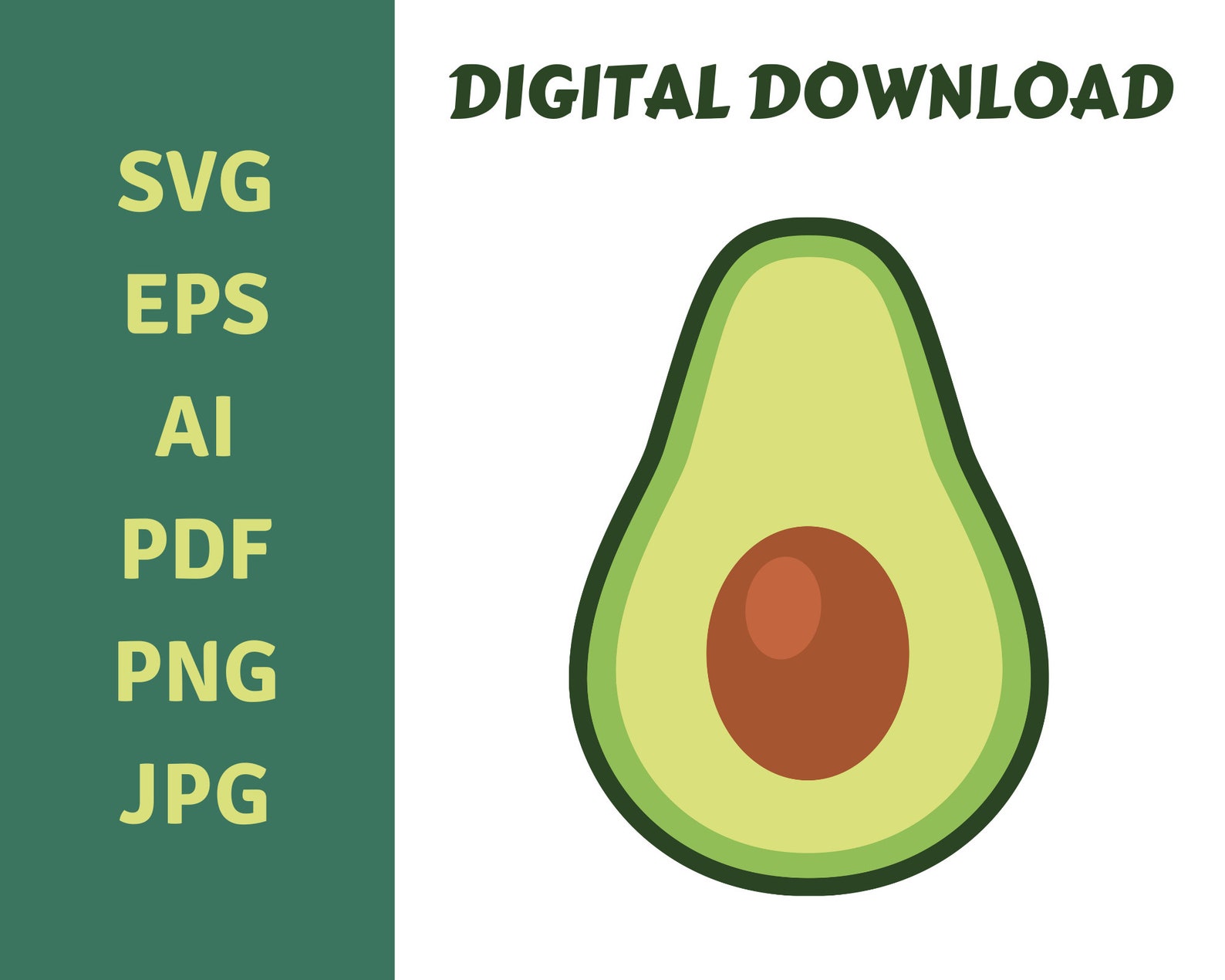 Avocado Svg Vector Cut File for Cricut and Silhouette, Avocado Clipart ...