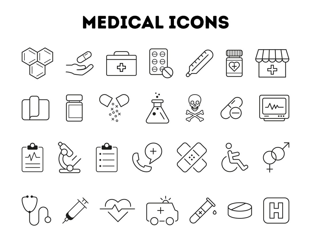 Medical & Doctor Icons Clipart Set, Medical Illustrations Health Icons ...