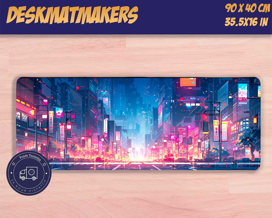 Night Time Futuristic Tokyo Shibuya City Neon Lights Mouse Pad ...