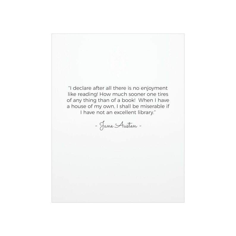 Jane Austen Quote Poster: Literary Wall Art, Office Decor - Etsy
