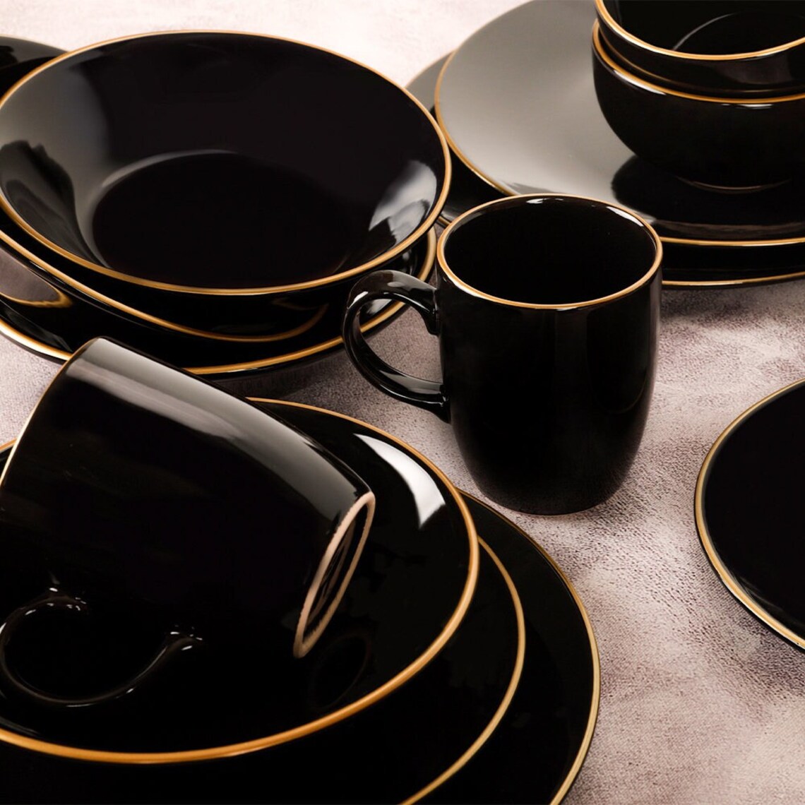Black Gold Dinnerware Set, Dinnerware/ Perfect Dinnerware, Service ...