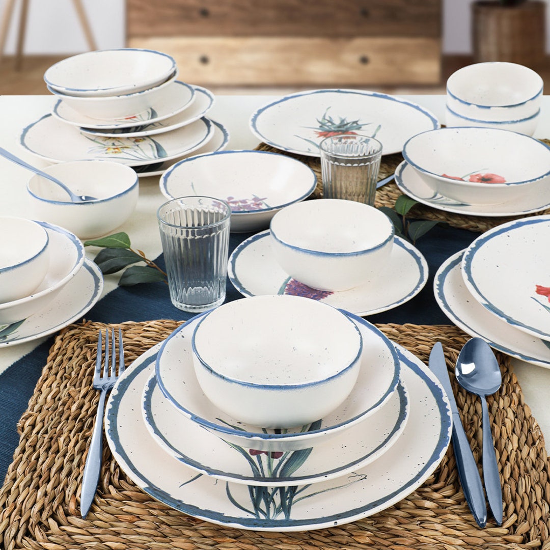 Dinnerware Set, 24 Pcs Dinnerware Set, Ceramic Dinnerware Set, Dinner ...