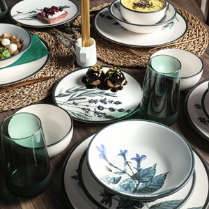 Dinnerware Set, 24 Pcs Dinnerware Set, Ceramic Dinnerware Set, Dinner ...