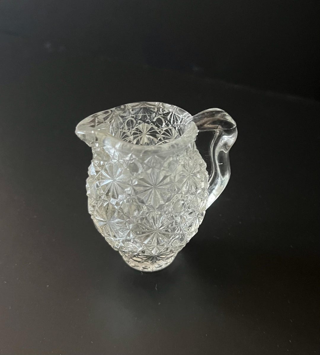 Glass Mini Pitcher, L.E. Smith Vintage Clear Daisy and Button Pattern ...