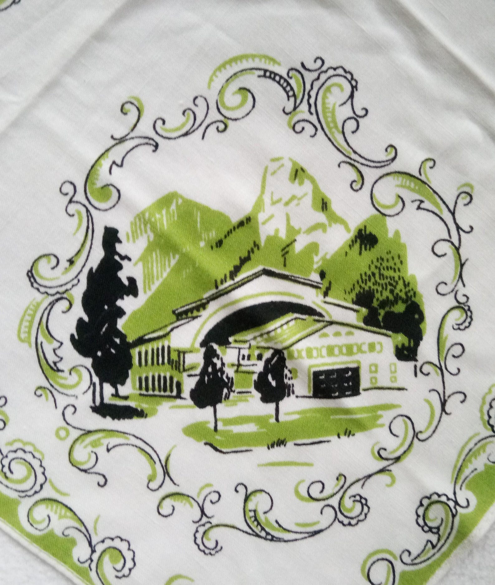 German Handkerchief Set - Pink, Green, Blue - Landscape Illustrations ...