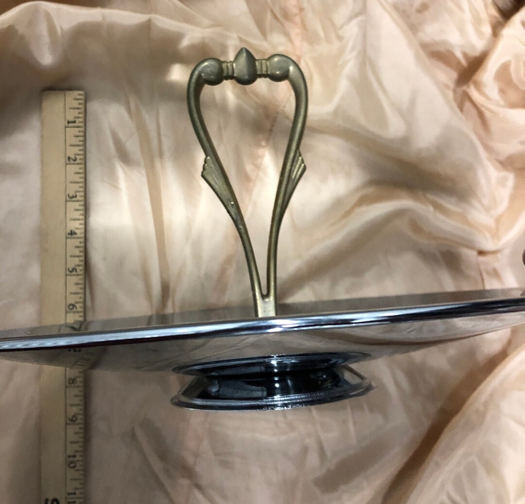 Chrome Serving Tray, 1950s Kromex Art Deco-style Center Handle, Chrome ...