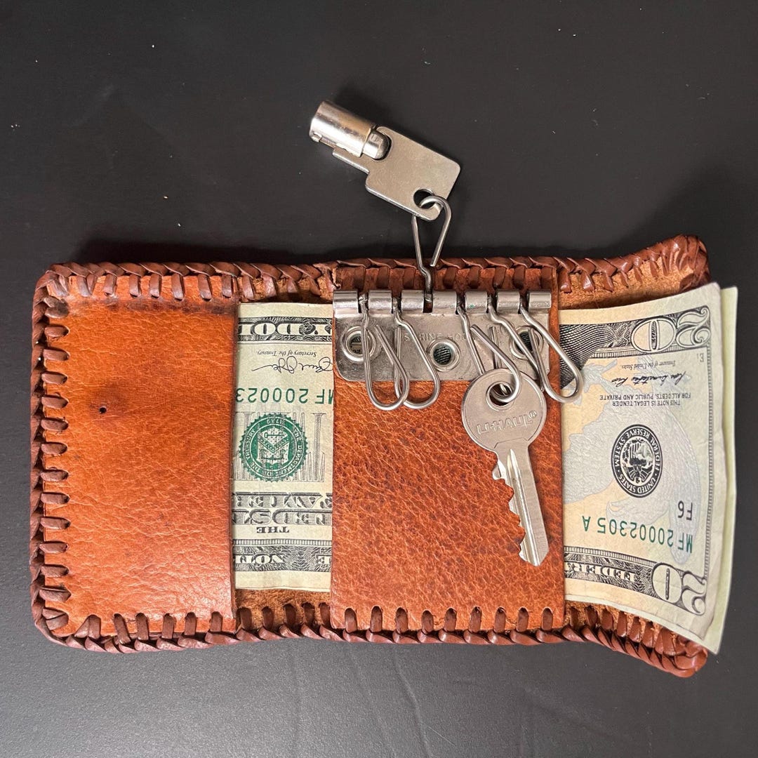 Vintage Leather Tri Fold Key Holder Wallet, Brown - Holds 6 Keys - Etsy