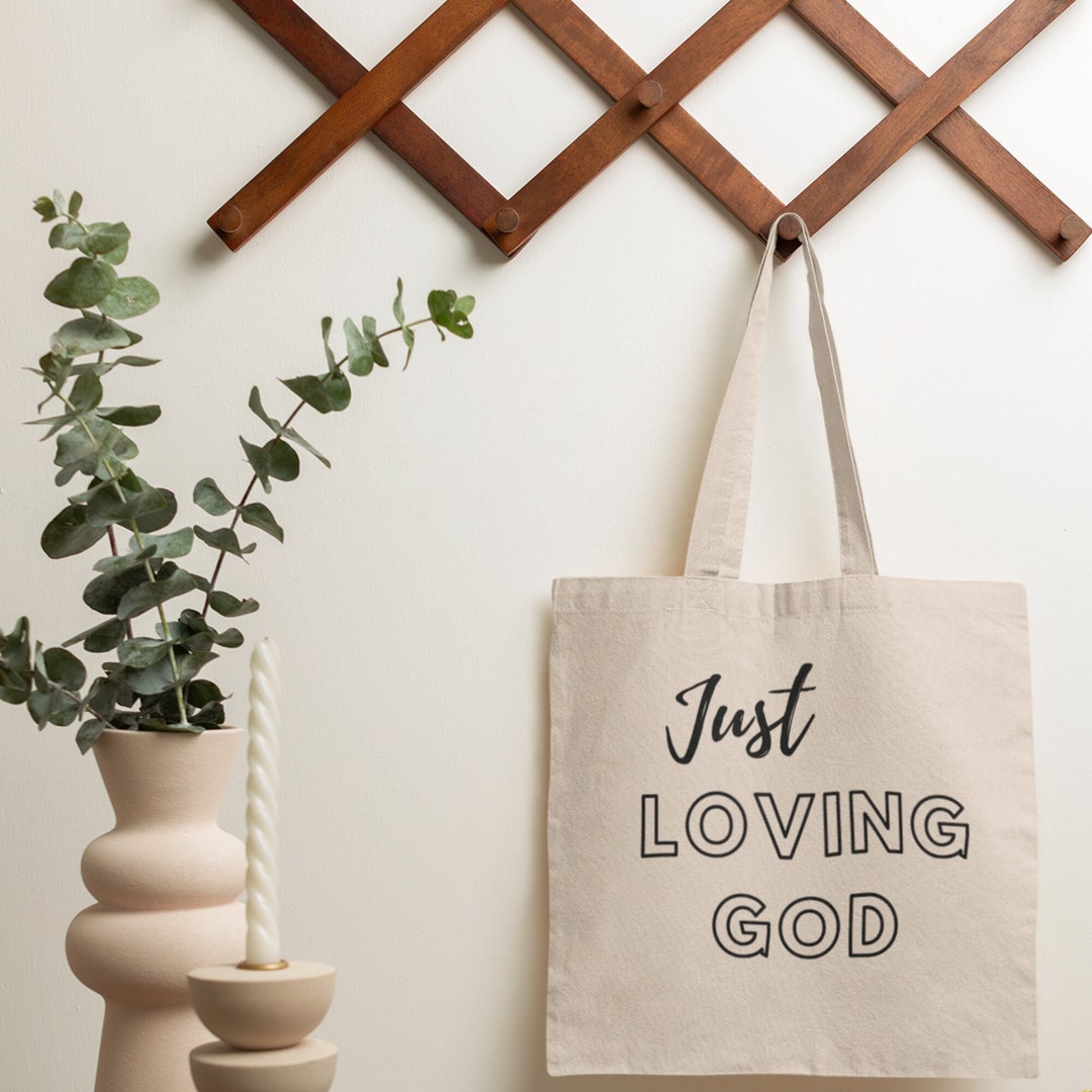 Christian Tote Bag Scripture Tote Bible Book Bag Just Loving God ...