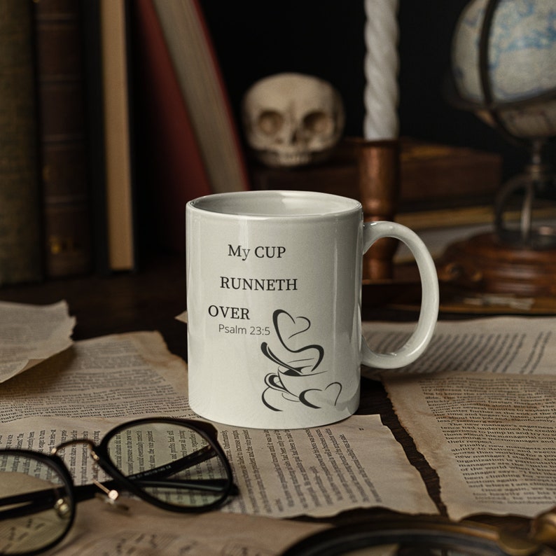 Bible Verse My Cup Runneth Over Psalm 23:5 Coffee Mug Religious Gift ...