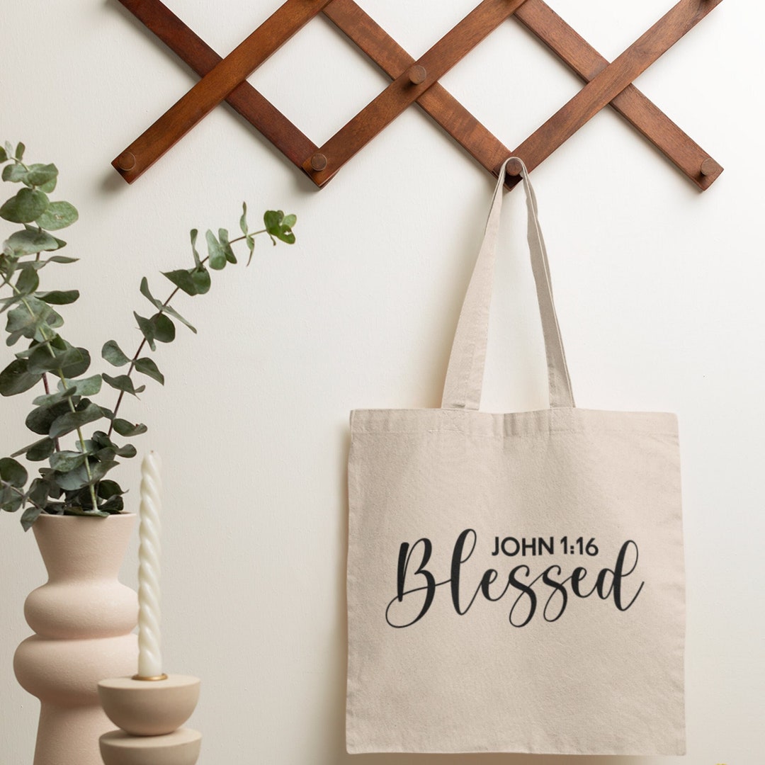 Christian Tote Bag Church Tote Bible Book Bag Blessed Carryall Tote - Etsy