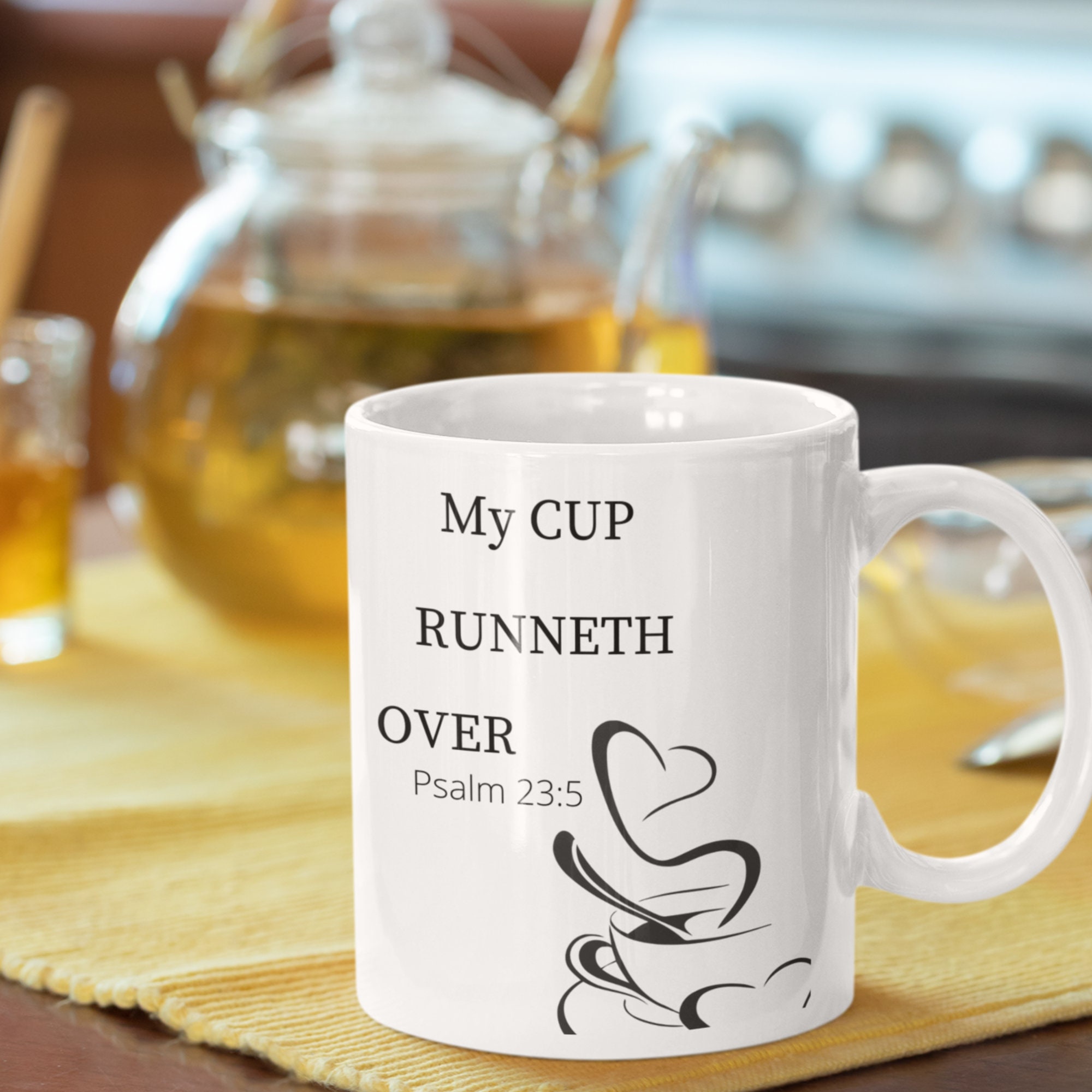 Bible Verse My Cup Runneth Over Psalm 23:5 Coffee Mug Religious Gift ...
