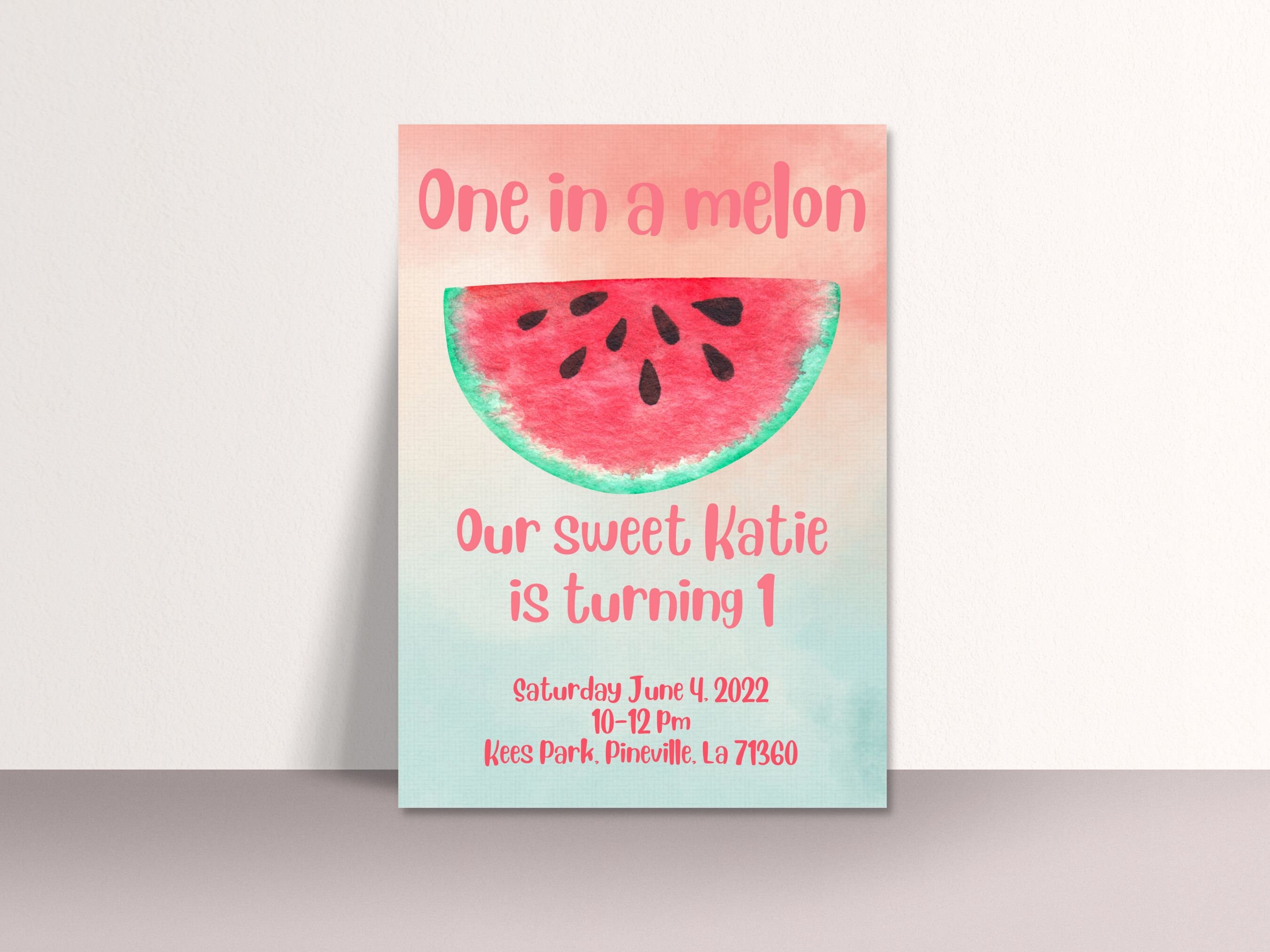 Watermelon Invitation, Watermelon, Birthday Invitation, 1st Birthday ...