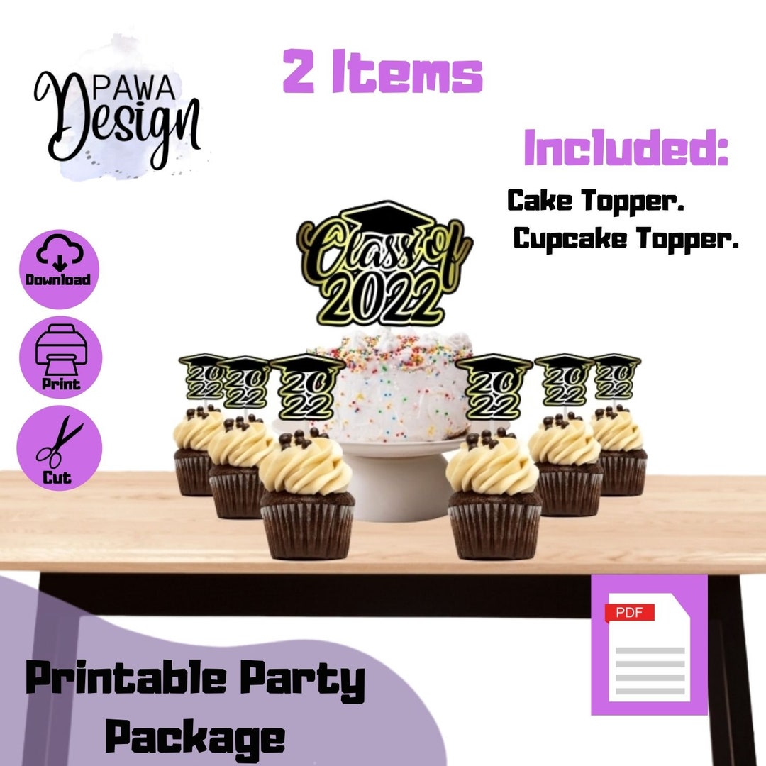 Graduation Printable Bundle, Printable Cake Topper, Printable Cupcake ...