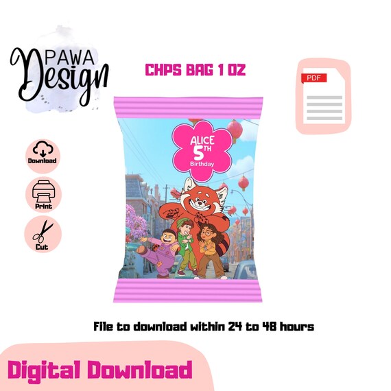 Red Panda Chips Label Red Panda Themed Party Custom Party | Etsy