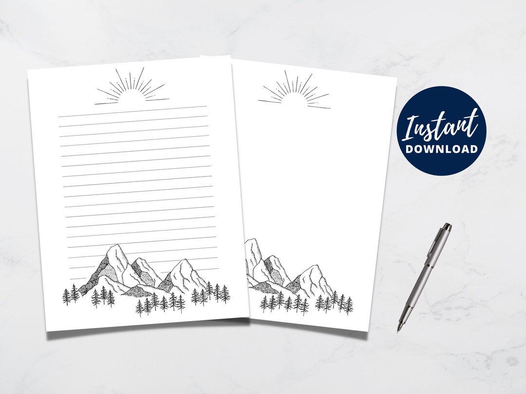 Mountain Scene Printable Stationery Memo Letter Writing A4 US Letter - Etsy
