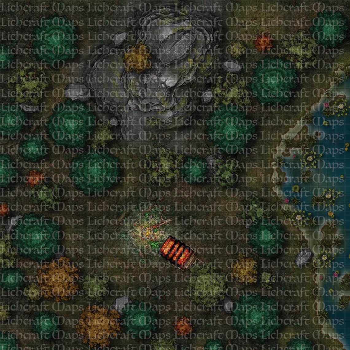 Digital Table Top Fantasy Game Battle Maps for Dnd Forested - Etsy