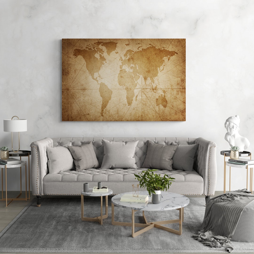 World Map Wall Art World Map Canvas Print World Map Wall Art Ready to ...