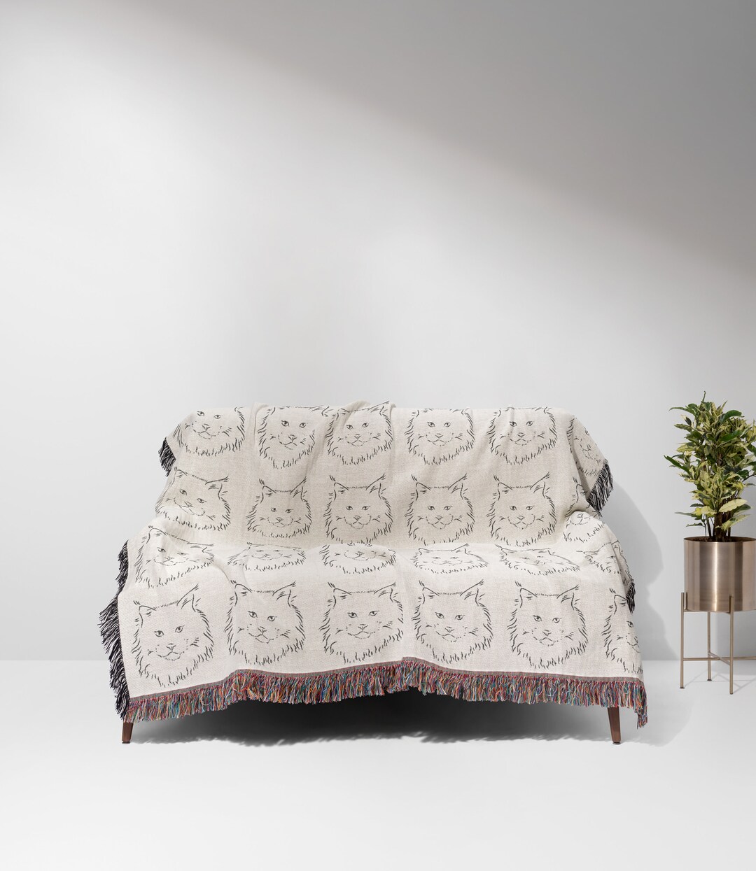 Maine Coon Cat Woven Blanket Fringe Throw Blanket Cat Lover Gift Funny ...