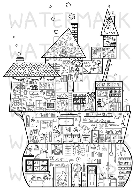 A Magical House Coloring Page With Spot Me Page | Etsy