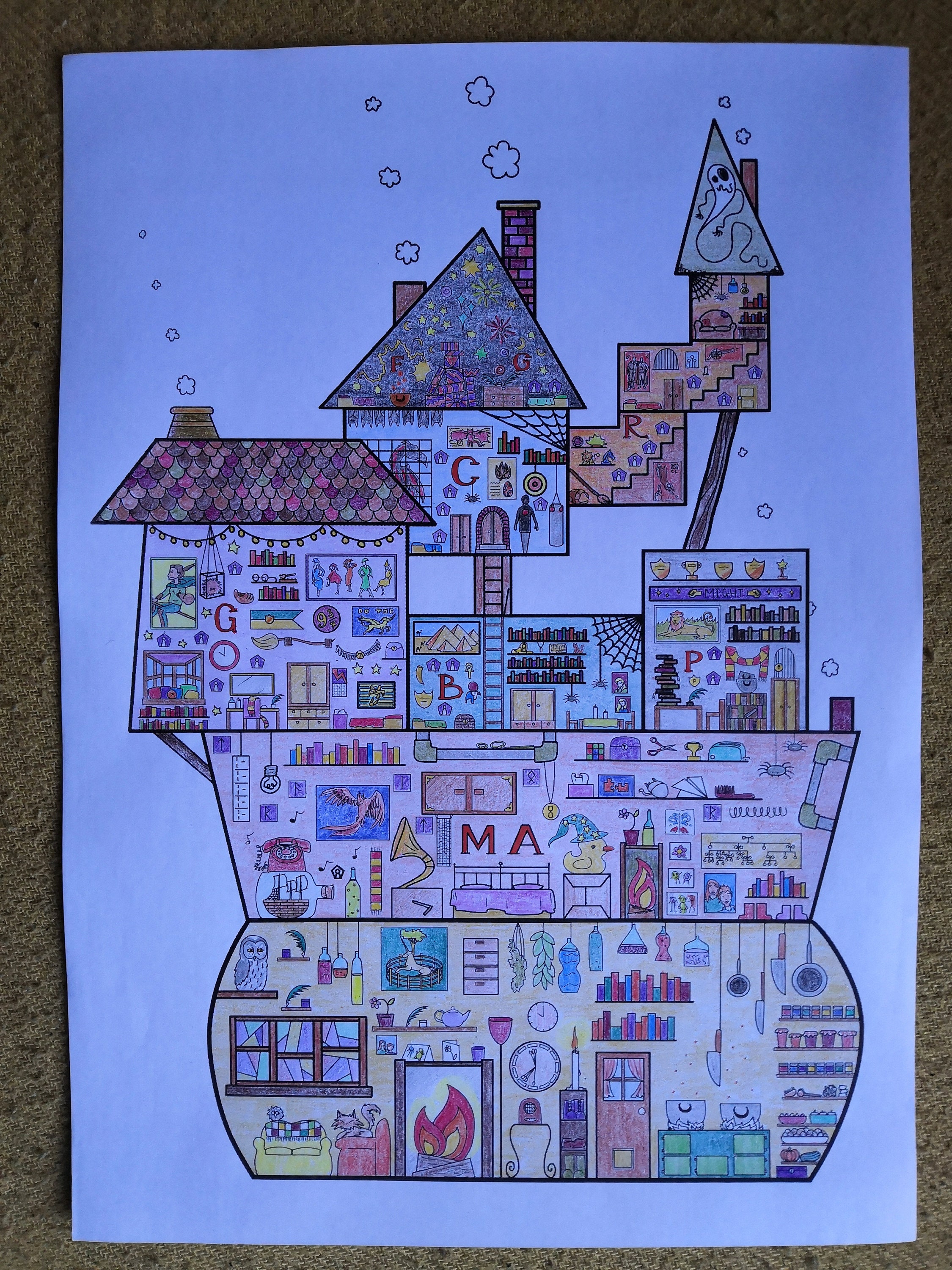 A Magical House- Coloring Page With Spot Me Page - Etsy